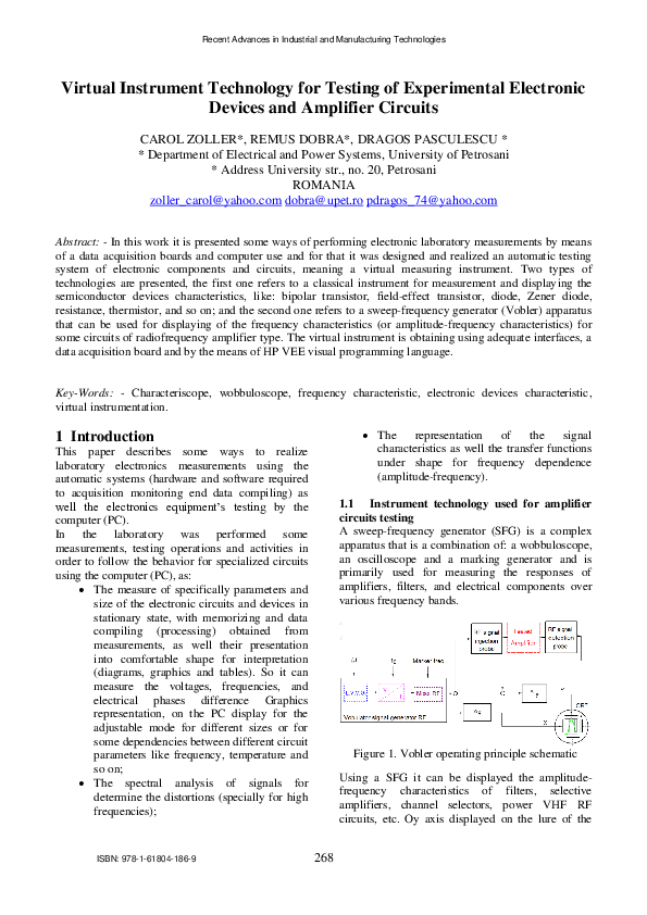 (PDF) Virtual Instrument Technology for Testing of Experimental ...