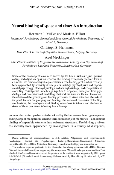 (PDF) Neural binding of space and time: An introduction