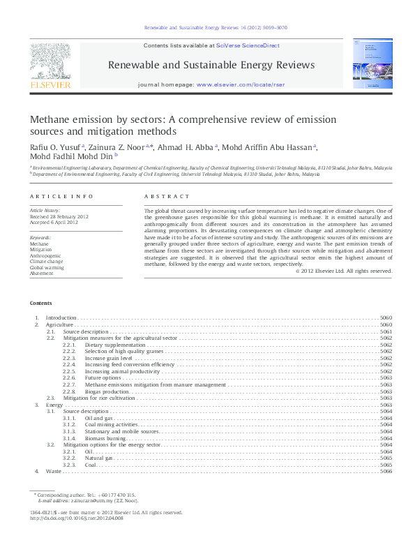 (PDF) Methane emission by sectors: A comprehensive review of emission ...
