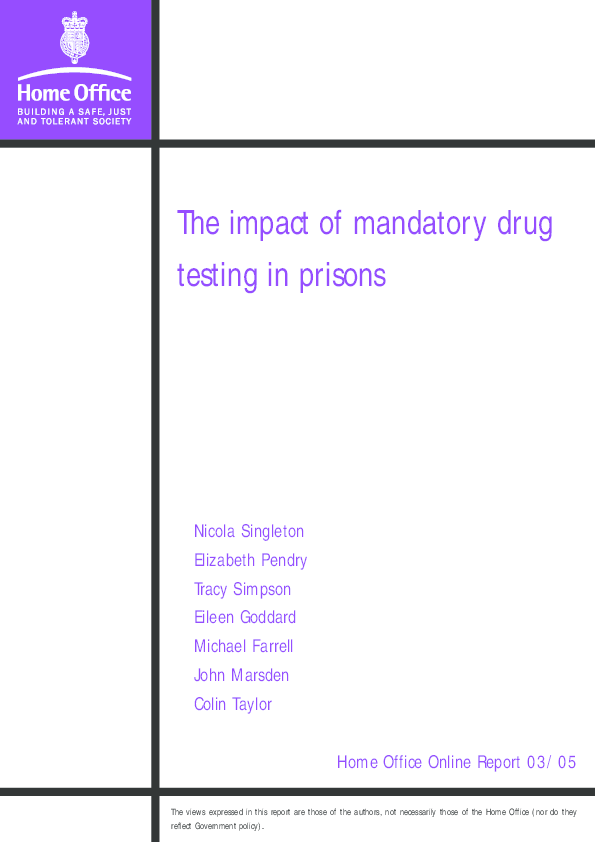 (PDF) The impact of mandatory drug testing in prisons