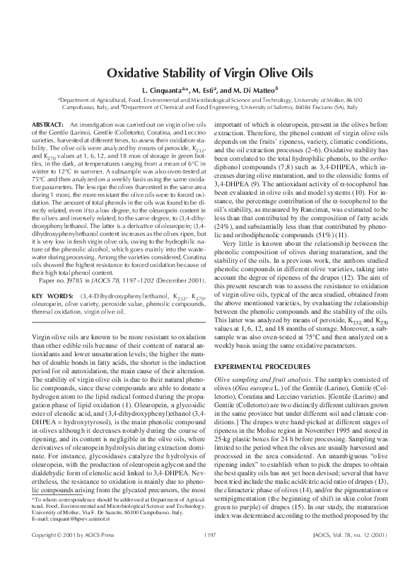 (PDF) Oxidative stability of virgin olive oils