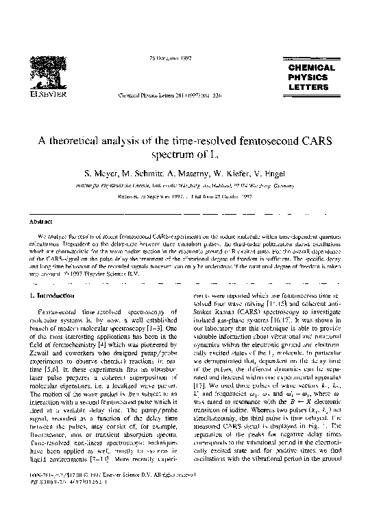 (PDF) A theoretical analysis of the time-resolved femtosecond CARS ...