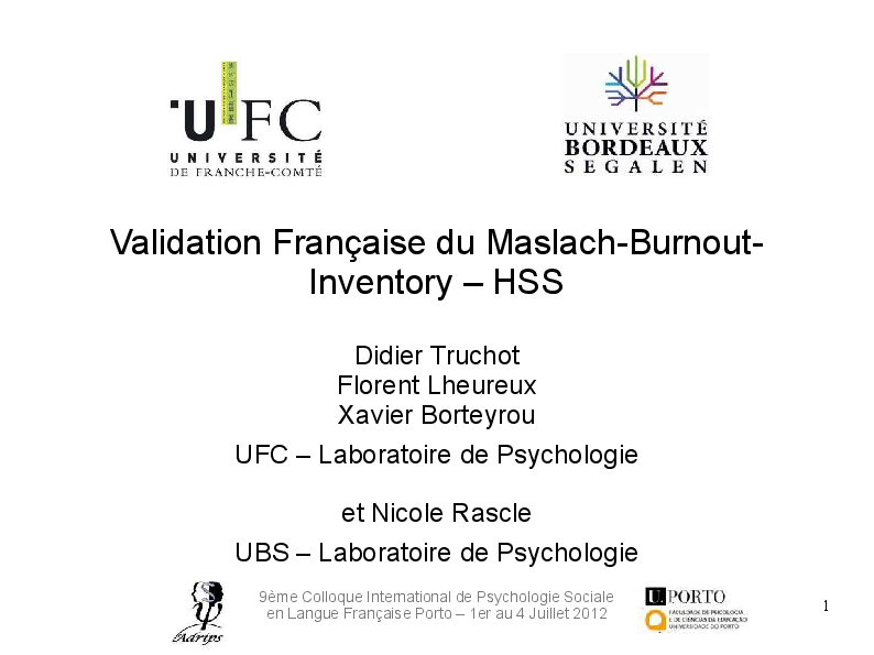 (PDF) Validation Française du Maslach-Burnout-Inventory – HSS