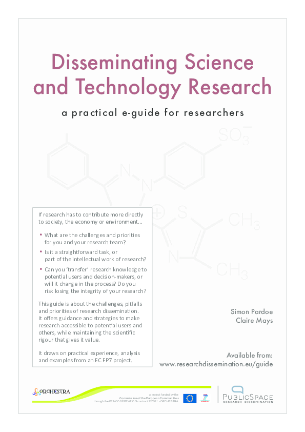 (PDF) Dissemination Science Tech Research Guide Pardoe & Mays 2012 ...
