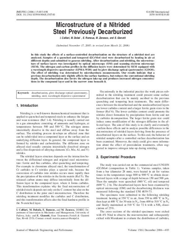 (PDF) Microstructure of a Nitrided Steel Previously Decarburized