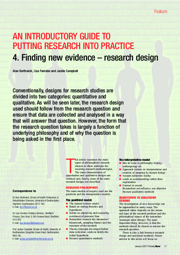 (PDF) AN INTRODUCTORY GUIDE TO PUTTING RESEARCH INTO PRACTICE 4 ...