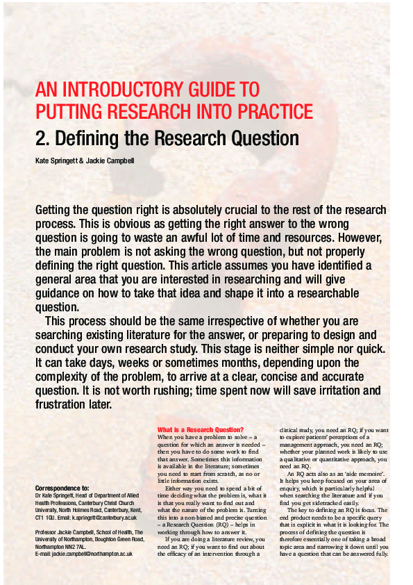 (PDF) AN INTRODUCTORY GUIDE TO PUTTING RESEARCH INTO PRACTICE 2 ...