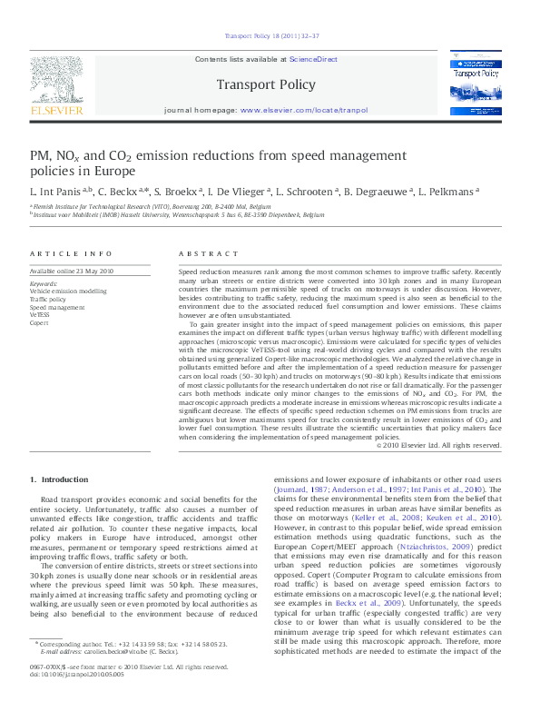 (PDF) PM, NOx and CO2 emission reductions from speed management ...