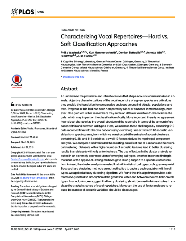 (PDF) Characterizing Vocal Repertoires-Hard vs. Soft Classification ...
