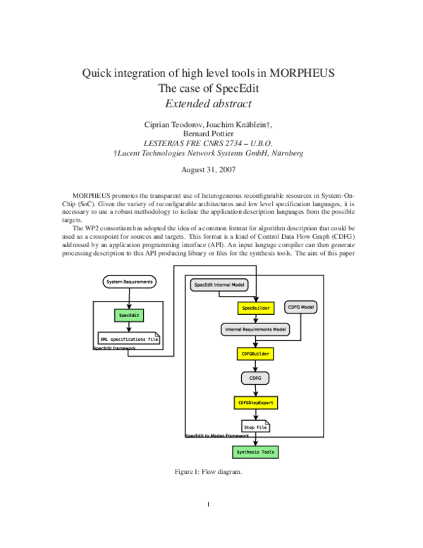 (PDF) Quick integration of high level tools in MORPHEUS: The case of ...