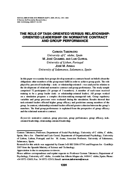 (PDF) The Role of Task-Oriented Versus Relationship-Oriented Leadership ...