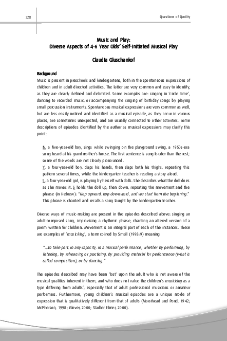 (PDF) Music and Play: Diverse Aspects of 4-6 Year Olds' Self-Initiated ...