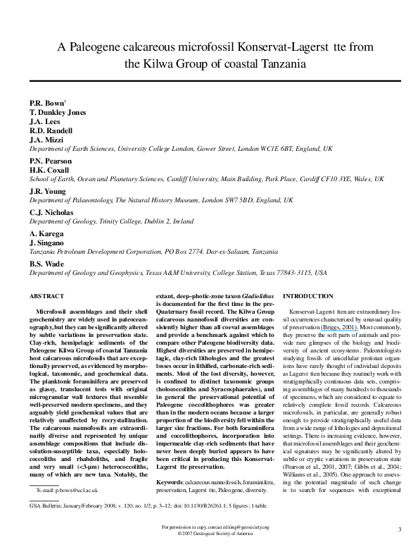 (PDF) A Paleogene calcareous microfossil Konservat-Lagerstatte from the ...