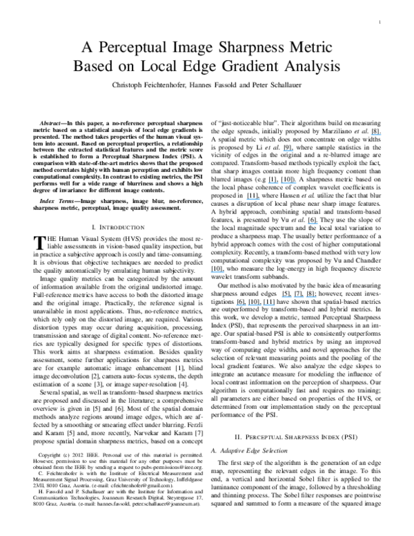 Pdf A Perceptual Image Sharpness Metric Based On Local Edge Gradient