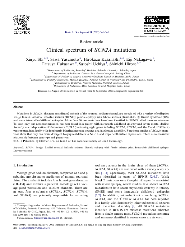 (PDF) Clinical spectrum of SCN2A mutations