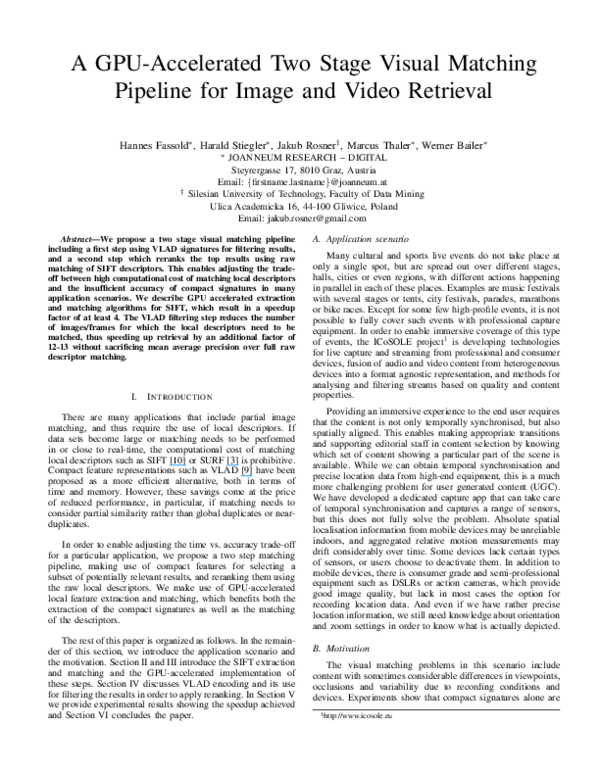 (PDF) A GPU-accelerated two stage visual matching pipeline for image and video retrieval