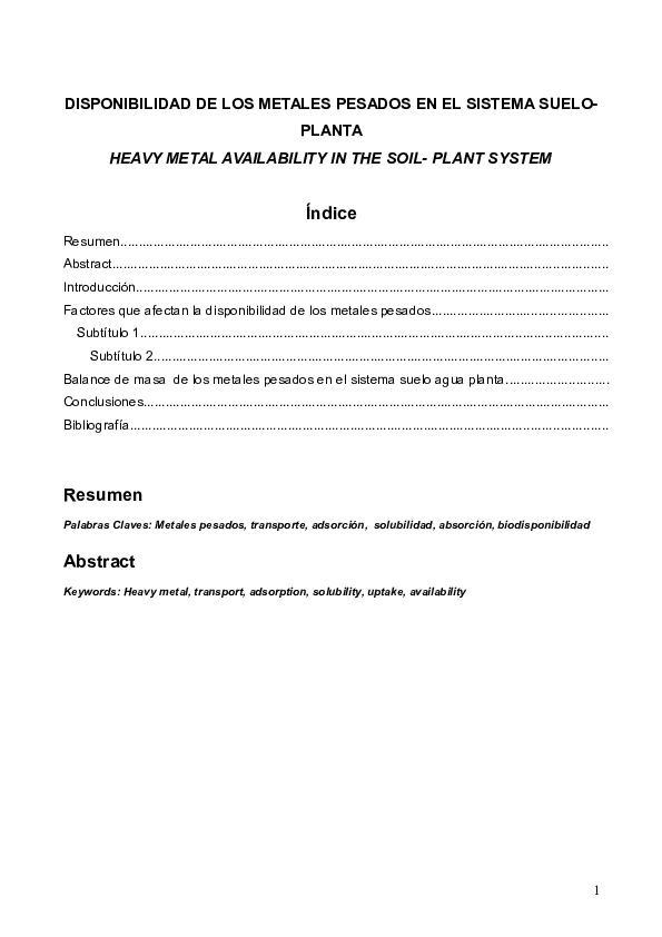 (PDF) METALES PESADOS: IMPORTANCIA Y ANALISIS | beto vargas - Academia.edu