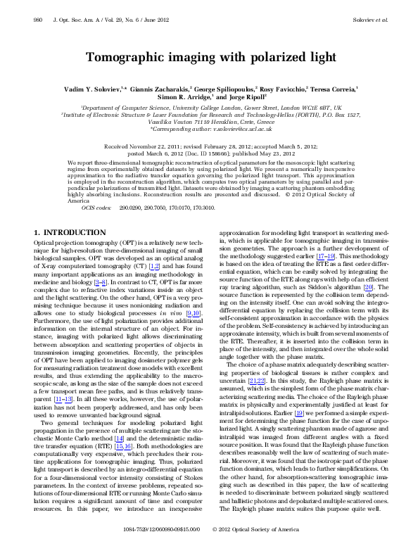 (PDF) Tomographic imaging with polarized light