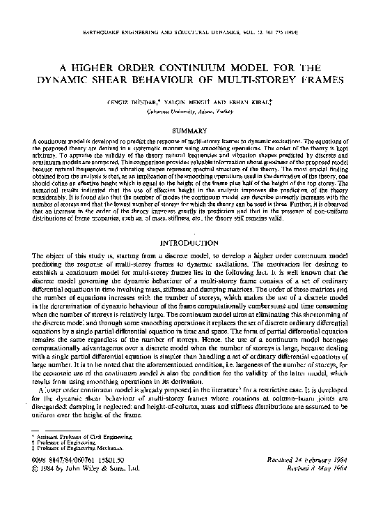 (PDF) A higher order continuum model for the dynamic shear behaviour of multi-storey frames ...