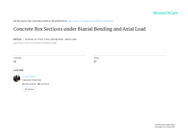 (PDF) Concrete Box Sections under Biaxial Bending and Axial Load