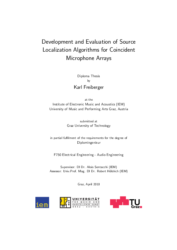 (PDF) Development and evaluation of source localization algorithms for coincident microphone arrays