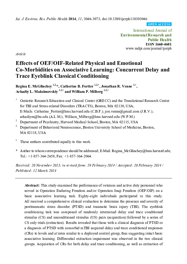 (PDF) Effects of OEF/OIF-Related Physical and Emotional Co-Morbidities ...