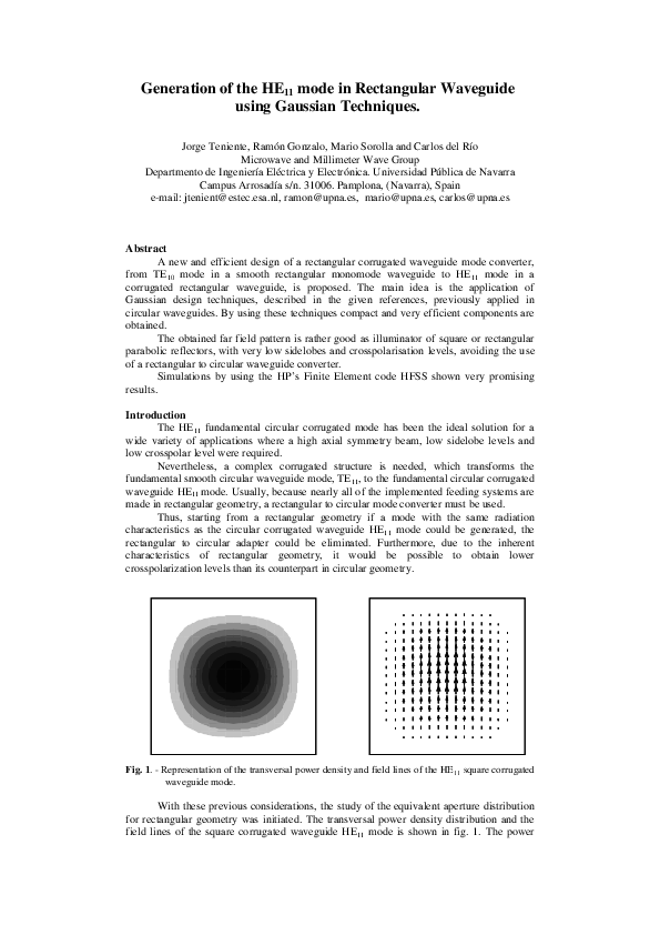(PDF) Generation of the HE/sub 11/ mode in rectangular waveguide using ...