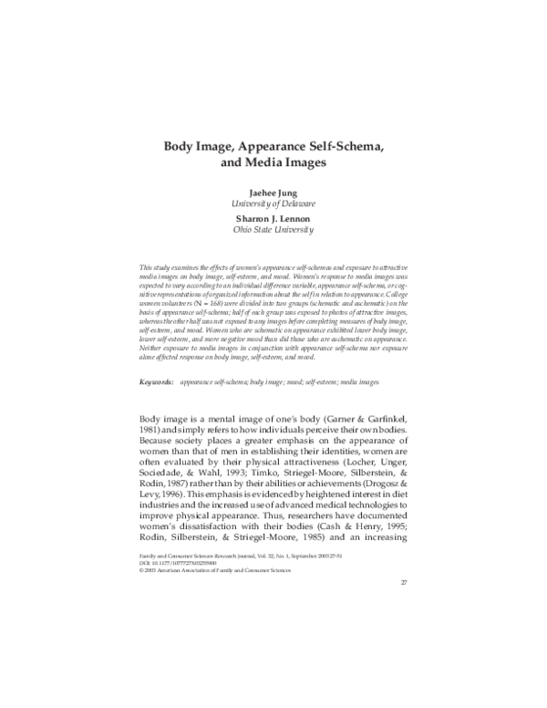 (PDF) Body Image, Appearance Self-Schema, and Media Images