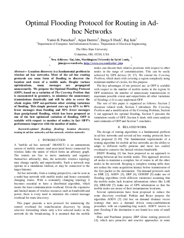 Pdf Optimal Flooding Protocol For Routing In Ad Hoc Networks