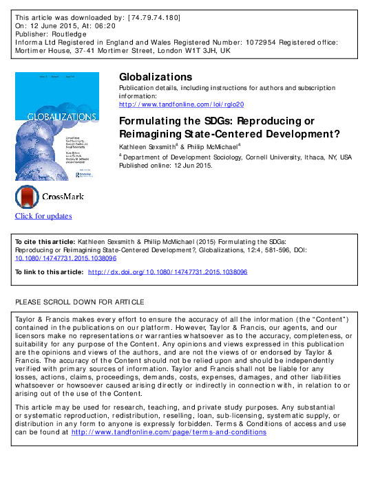 (PDF) Formulating the SDGs: Reproducing or Reimagining State-Centered ...