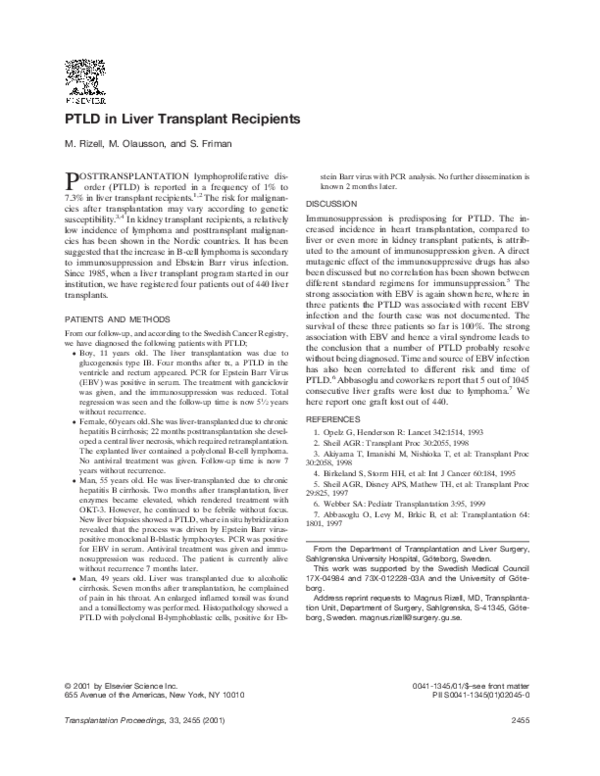 (PDF) PTLD in liver transplant recipients