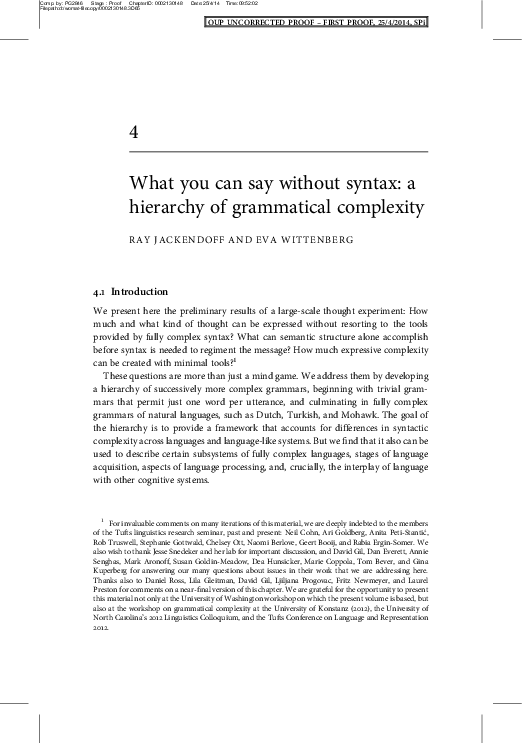 (PDF) What you can say without syntax: a hierarchy of grammatical ...