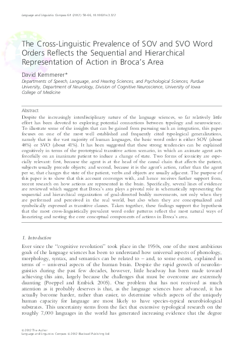 (PDF) The Cross-Linguistic Prevalence of SOV and SVO Word Orders ...