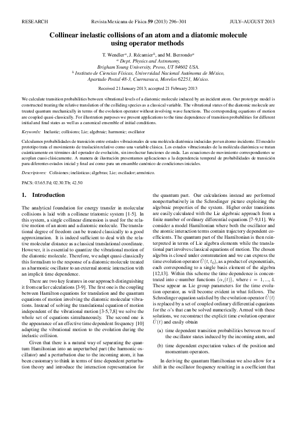 (PDF) Collinear inelastic collisions of an atom and a diatomic molecule ...
