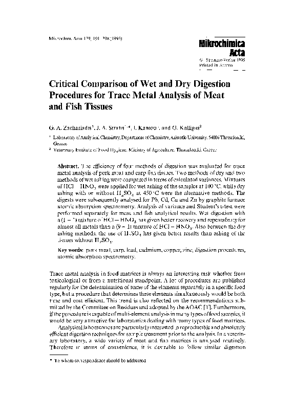 (PDF) Critical comparison of wet and dry digestion procedures for trace ...