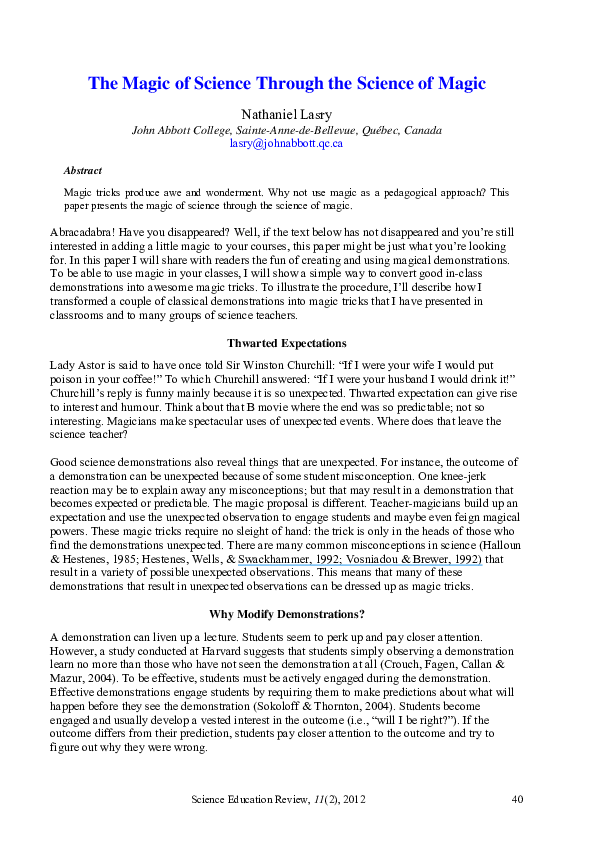 (PDF) The Magic of Science Through the Science of Magic