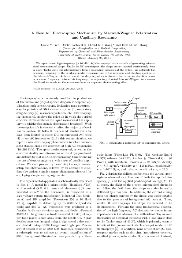 (PDF) A New AC Electrospray Mechanism by Maxwell-Wagner Polarization ...