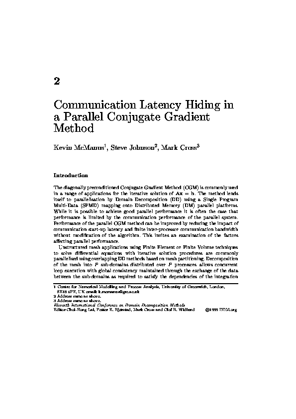(PDF) Communication Latency Hiding in a Parallel Conjugate Gradient Method
