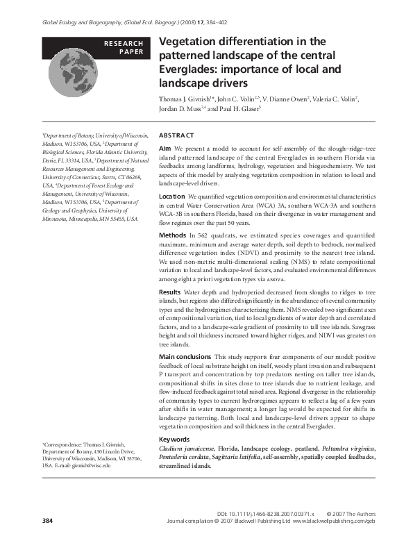 (PDF) Vegetation differentiation in the patterned landscape of the ...