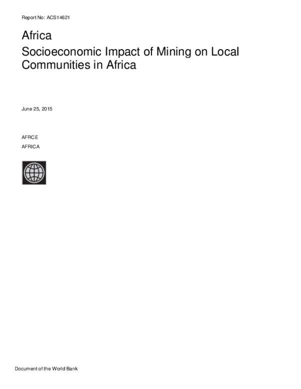 (PDF) Socioeconomic Impact of Mining on Local Communities in Africa