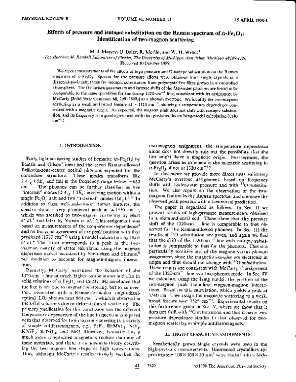 (PDF) Effects of pressure and isotopic substitution on the Raman ...
