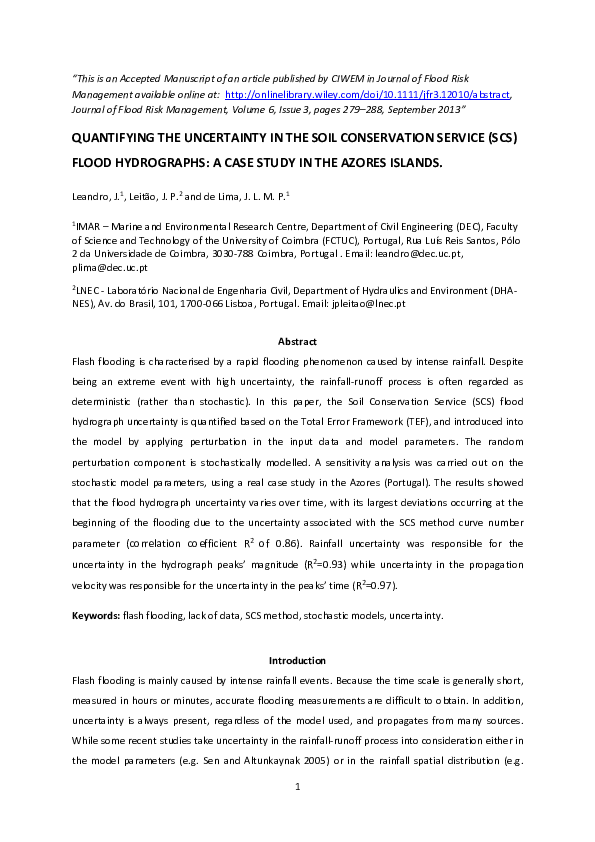 (PDF) Quantifying the uncertainty in the Soil Conservation Service flood hydrographs: a case ...