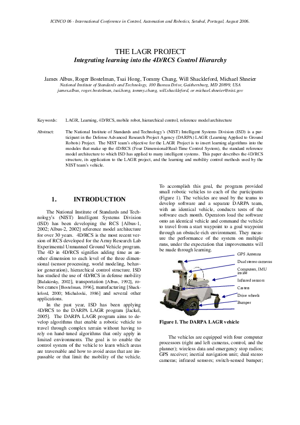 (PDF) The lagr project - integrating learning into the 4D/RCS control ...