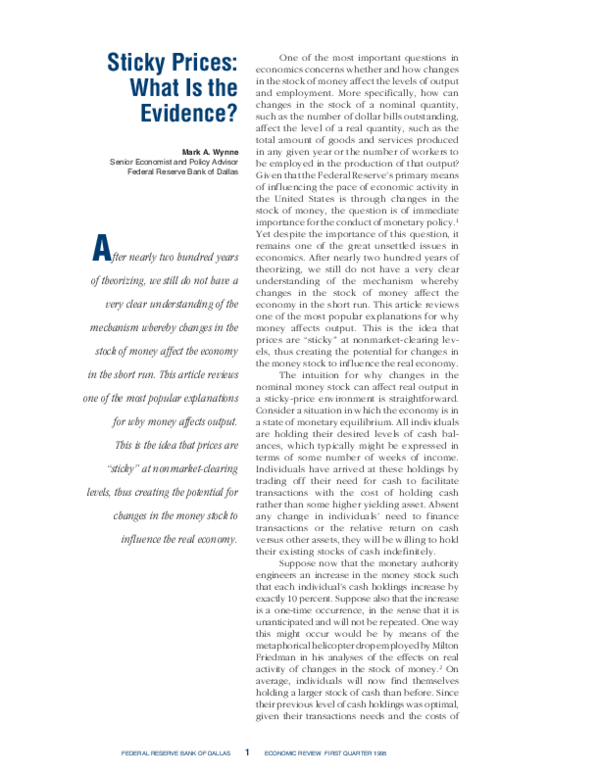 (PDF) Sticky prices: what is the evidence?