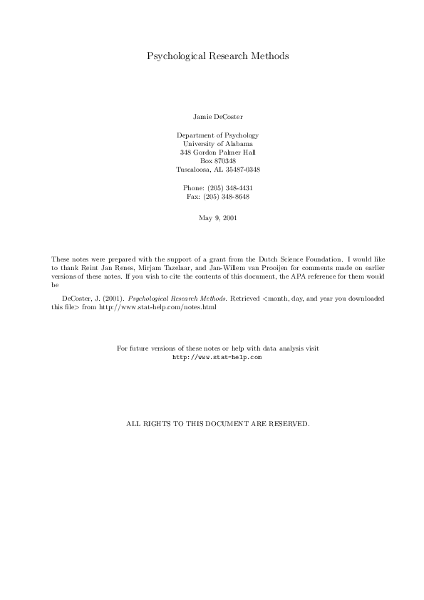(PDF) Psychological Research Methods