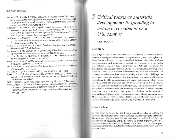 (PDF) Critical praxis as materials development: Responding to military ...