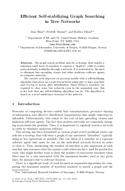 (PDF) Efficient Self-stabilizing Graph Searching in Tree Networks