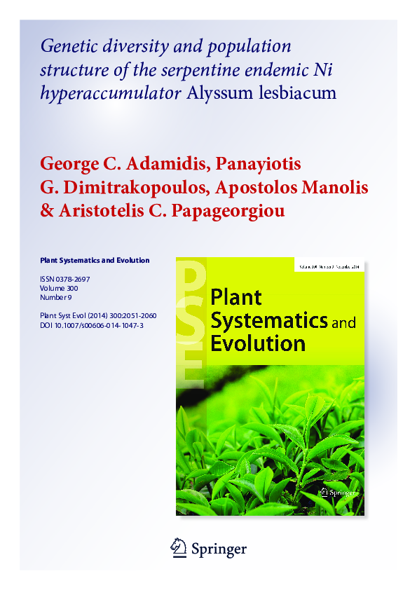 (PDF) Genetic diversity and population structure of the serpentine endemic Ni hyperaccumulator ...