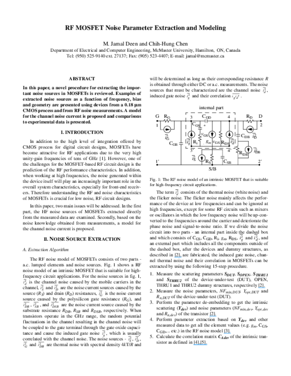 Pdf Rf Mosfet Noise Parameter Extraction And Modeling