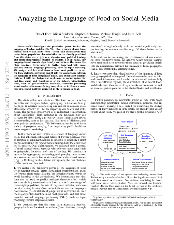 (PDF) Analyzing the language of food on social media